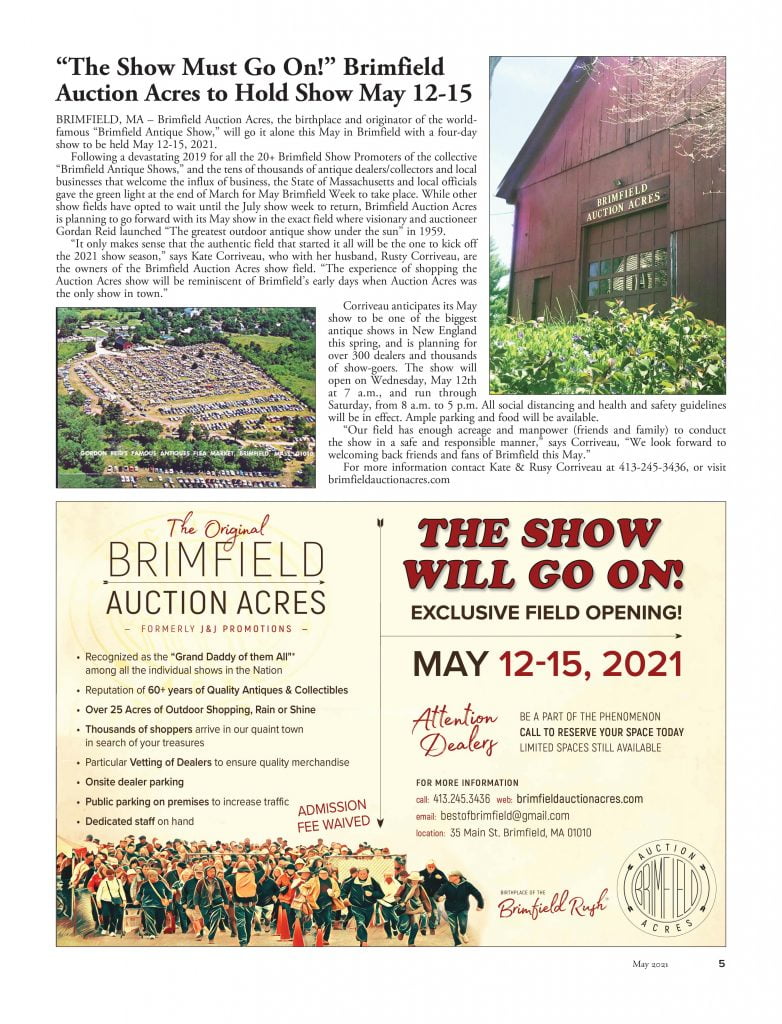 The Original Antique Show says “The show must go on” - Brimfield ...